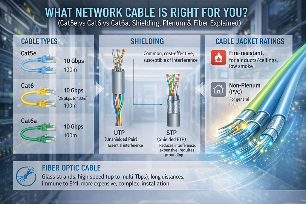 What Network Cable Is Right for You? (Cat5e vs Cat6 vs Cat6a, Shielding ...